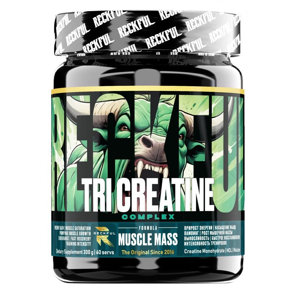 Креатин Reckful Tri Creatine Complex, 300 г, Вкус Unflavored / Без вкусовых добавок