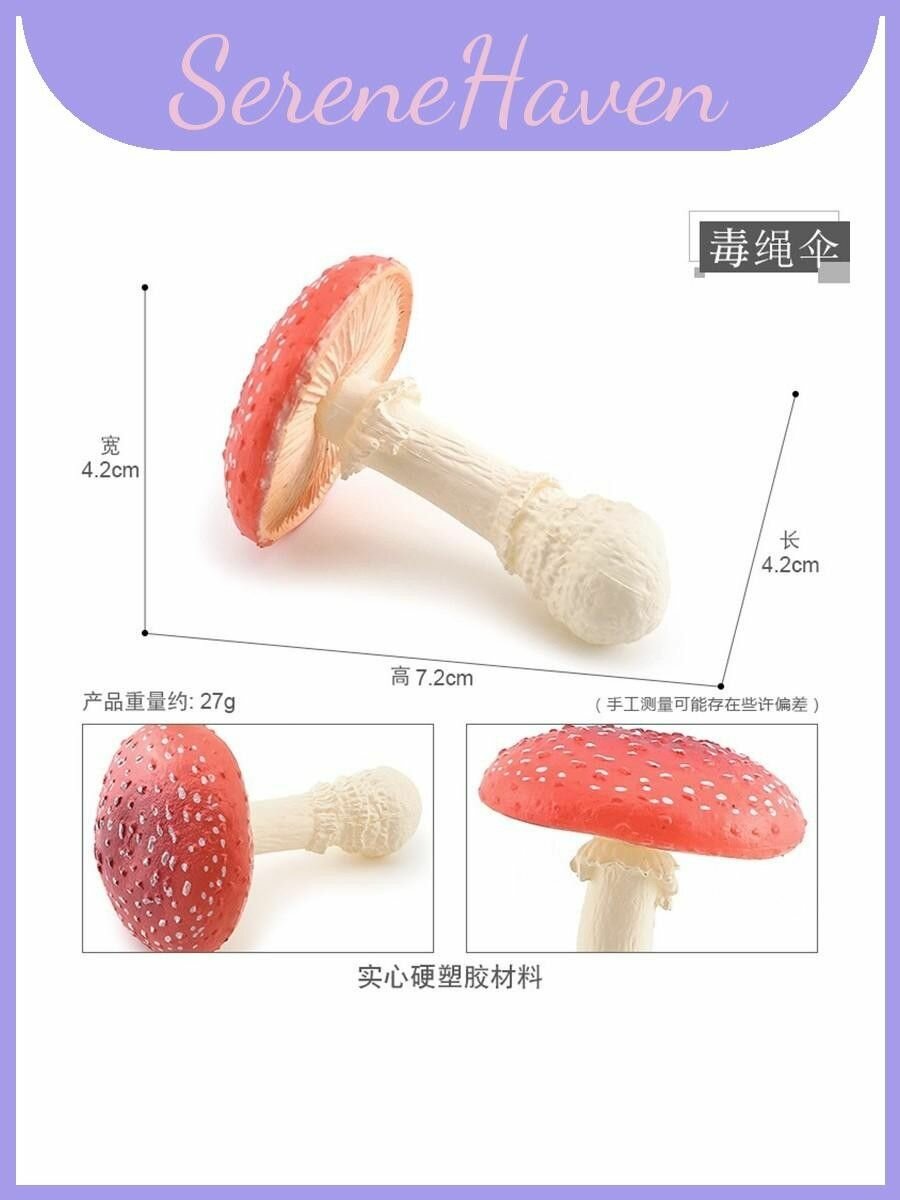 Набор реалистичных грибов: шиитаке, эноки, мацутаке и яркие ядовитые зонтики, идеальный для декора дома или