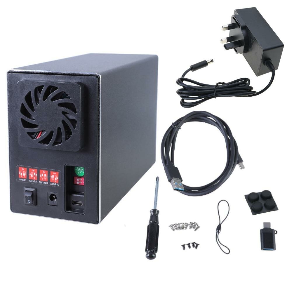 2-слотовый корпус для HDD 3.5" с USB C и USB A, Британские правила