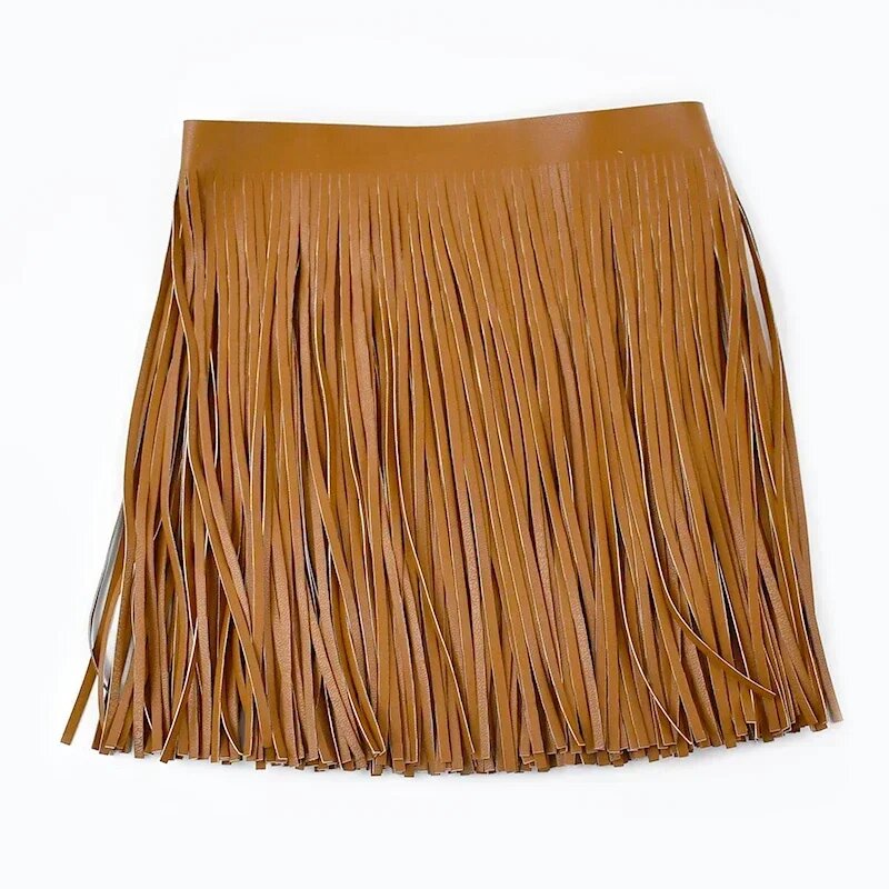 Бахрома из искусственной кожи Meetee 2 метра Коричневый, 10cm, TF207-Camel-3mm