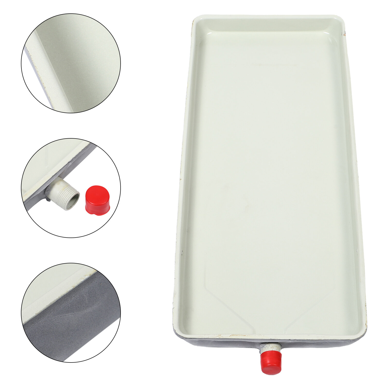 Поддон из пластика и металла для сбора конденсата кондиционера, белый, с отверстием для слива