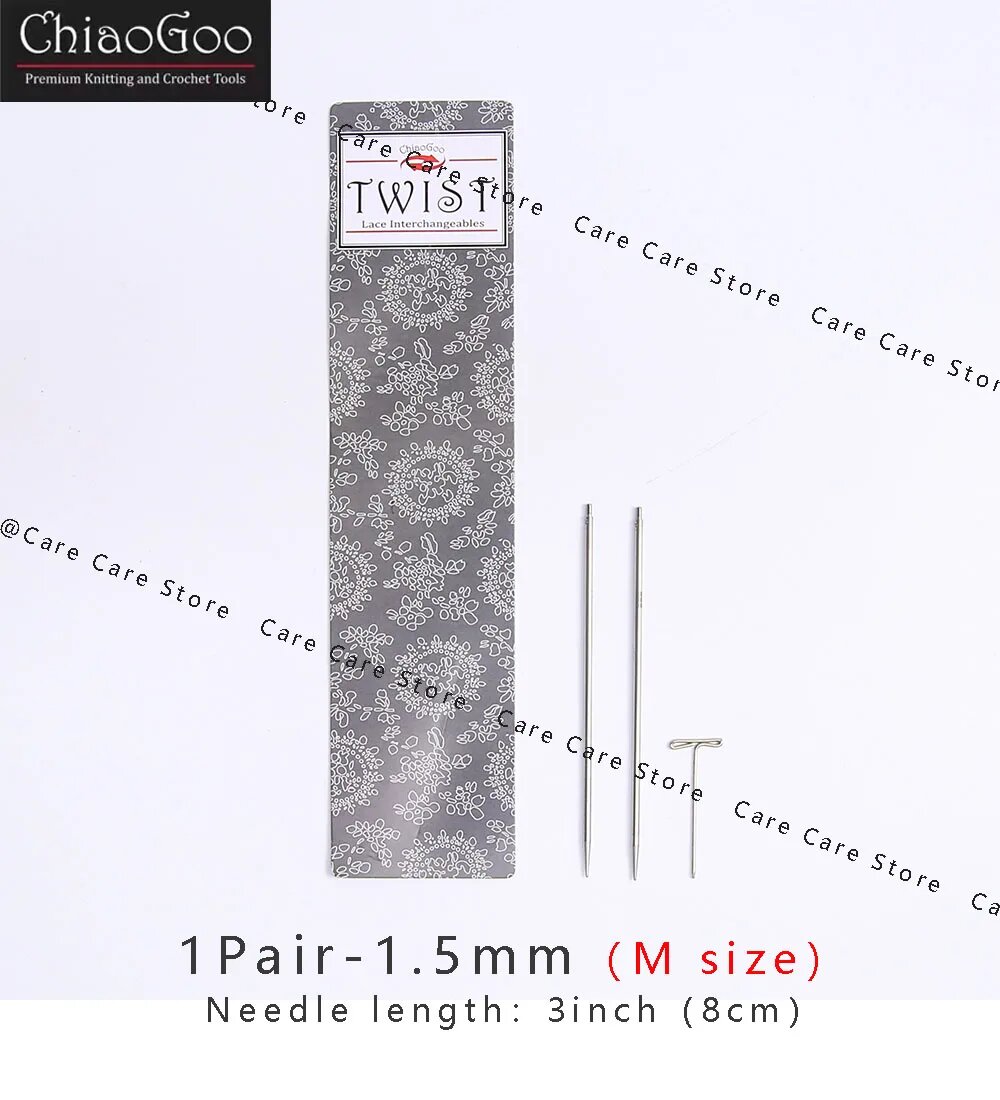 ChiaoGoo TWIST кружевные насадки для вязальных спиц из нержавеющей стали 1.5mm-sizeM-8cm