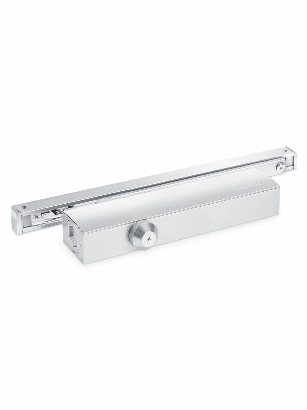 Доводчик NOTEDO DC-045-155 SL+HO+DA+BC PRO EN3-6 (150кг) cкользящая тяга Серебро
