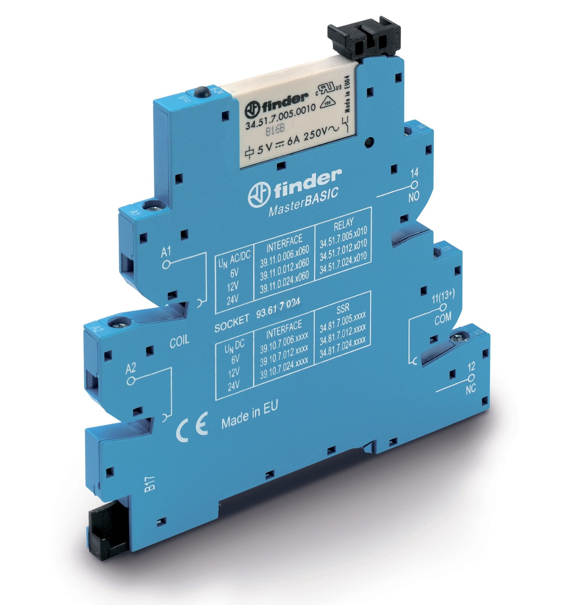 Модуль интерфейсный FINDER электромеханическое реле, серия MasterBASIC, 1CO 6A, AgNi, питание 24В AC/DC, степень защиты IP20, винтовые клеммы