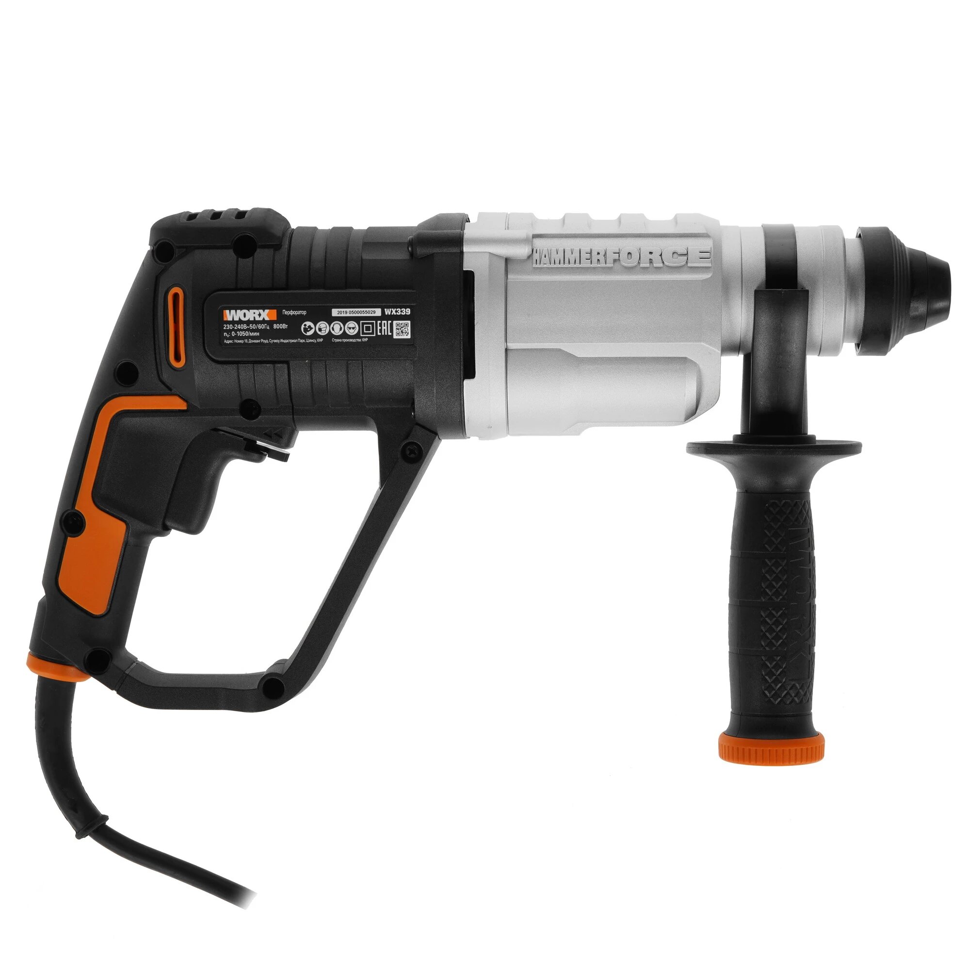 Перфоратор сетевой Worx WX339 черный/серый/оранжевый, 800 Вт — фото 1