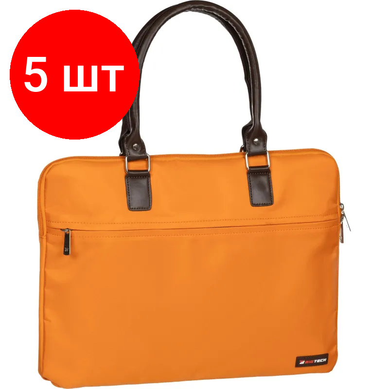 Комплект 5 штук, Сумка для ноутбука BigTech Bright 15.6 LB-BT-01OR, оранжевый
