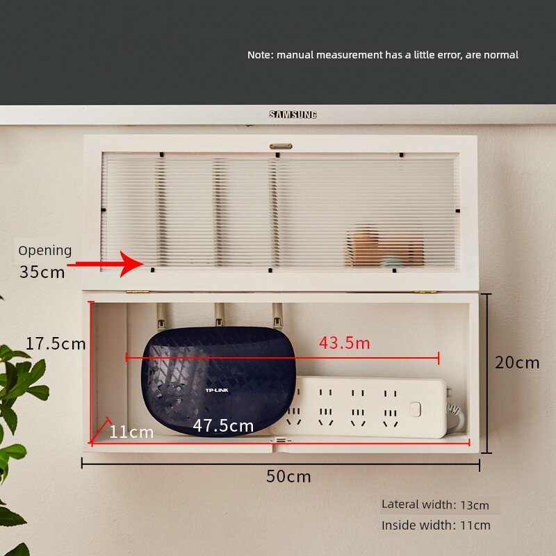 Настенный органайзер для роутера и кабелей, белый сосна с полосатым акрилом