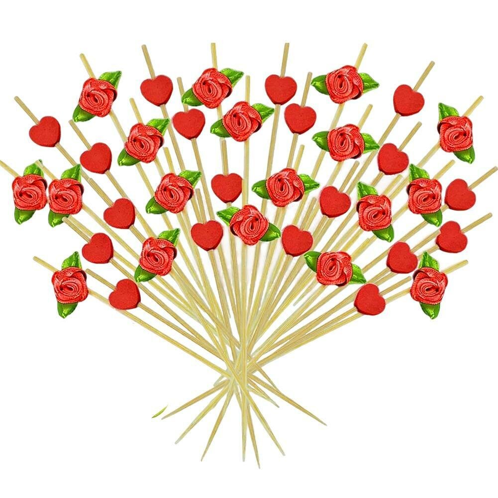 Закусочные палочки для коктейлей и десертов на День Святого Валентина, подставки для украшения тортов и фруктов