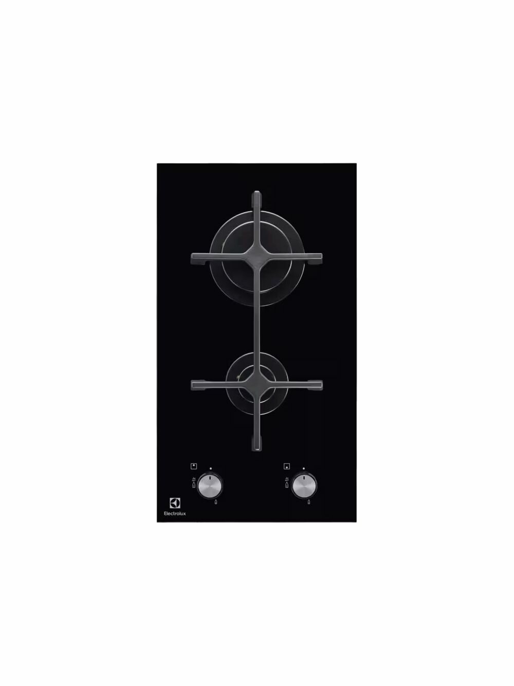 Варочная газовая панель ELECTROLUX EGC3322NVK, 2 конфорки, закаленное стекло, 3900 Вт, газ-контроль, чугунные решетки