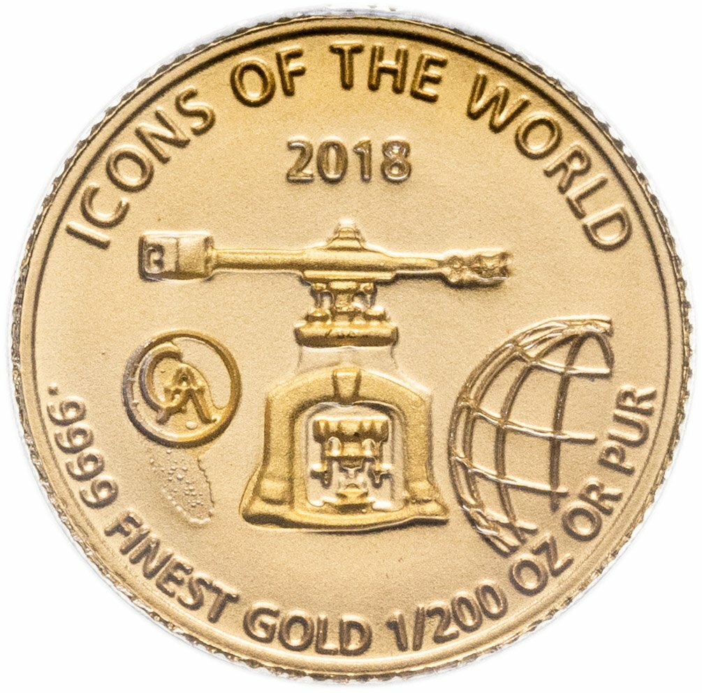 Руанда 10 франков 2018 Пражский посох, Золото, в сохранности UNC