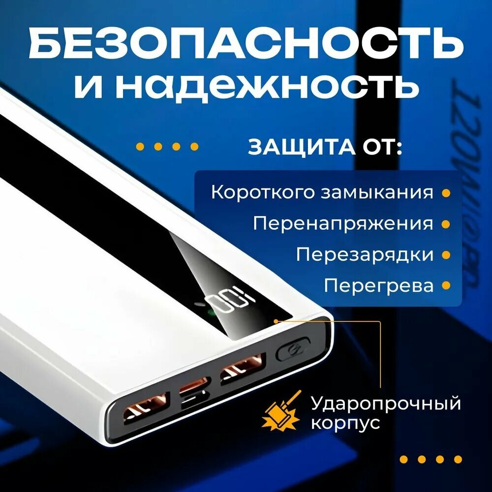 Повербанк "Power bank", 20000 мАч, быстрая зарядка Power Delivery