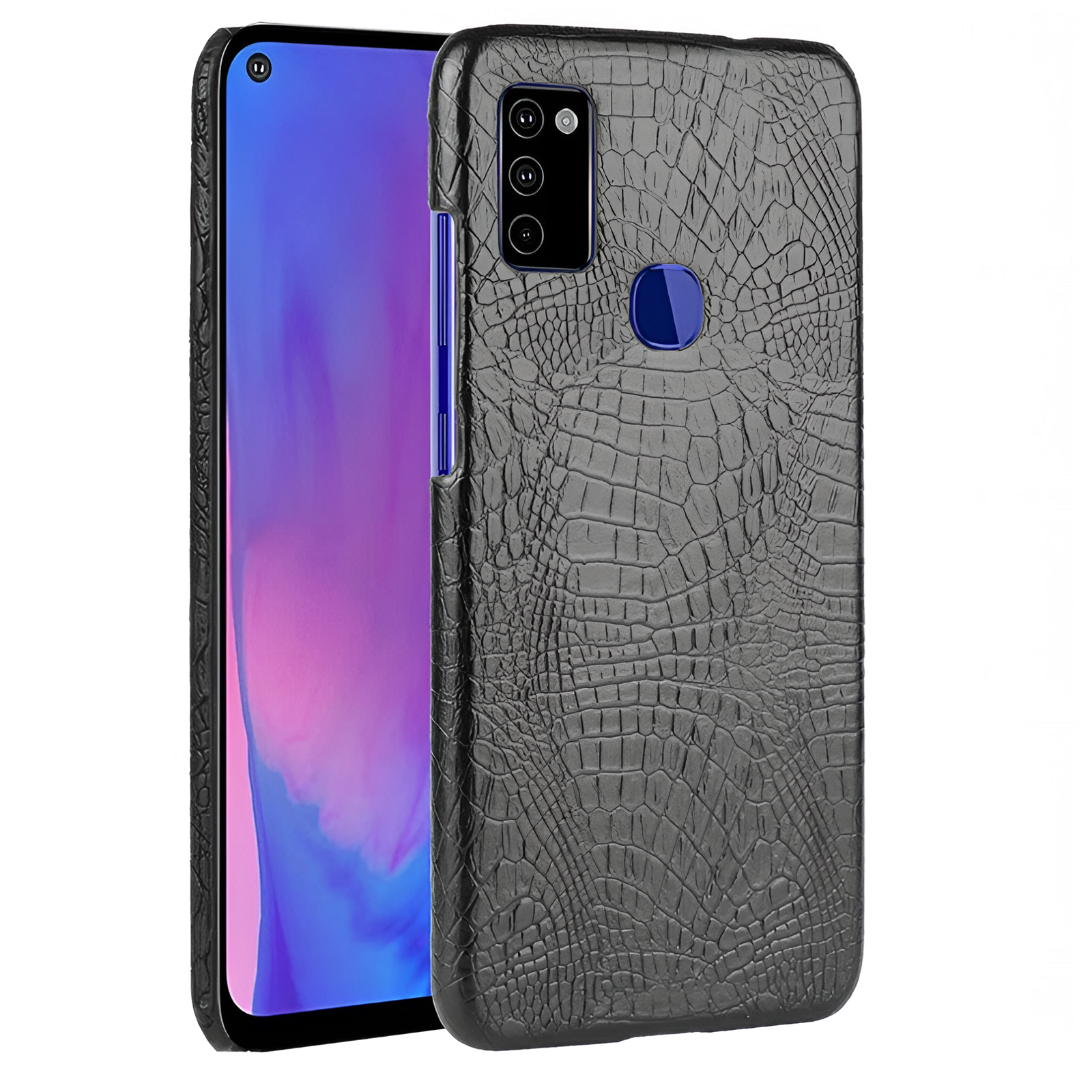 Чехол Samsung Galaxy M51 (Европейская версия) на пластиковой основе с дизайном под кожу крокодила черный