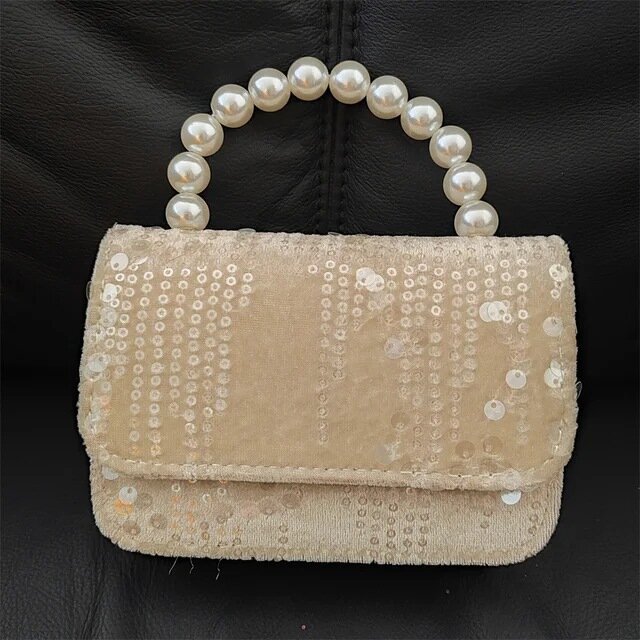 Детская новая осенне-зимняя шерстяная сумка с жемчугом, модная сумка в стиле Chanel, монетница, сумка через плечо с цепочкой