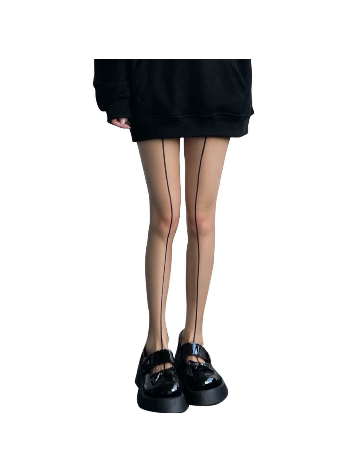 Женские прозрачные колготки с вертикальной полосой, Цвет