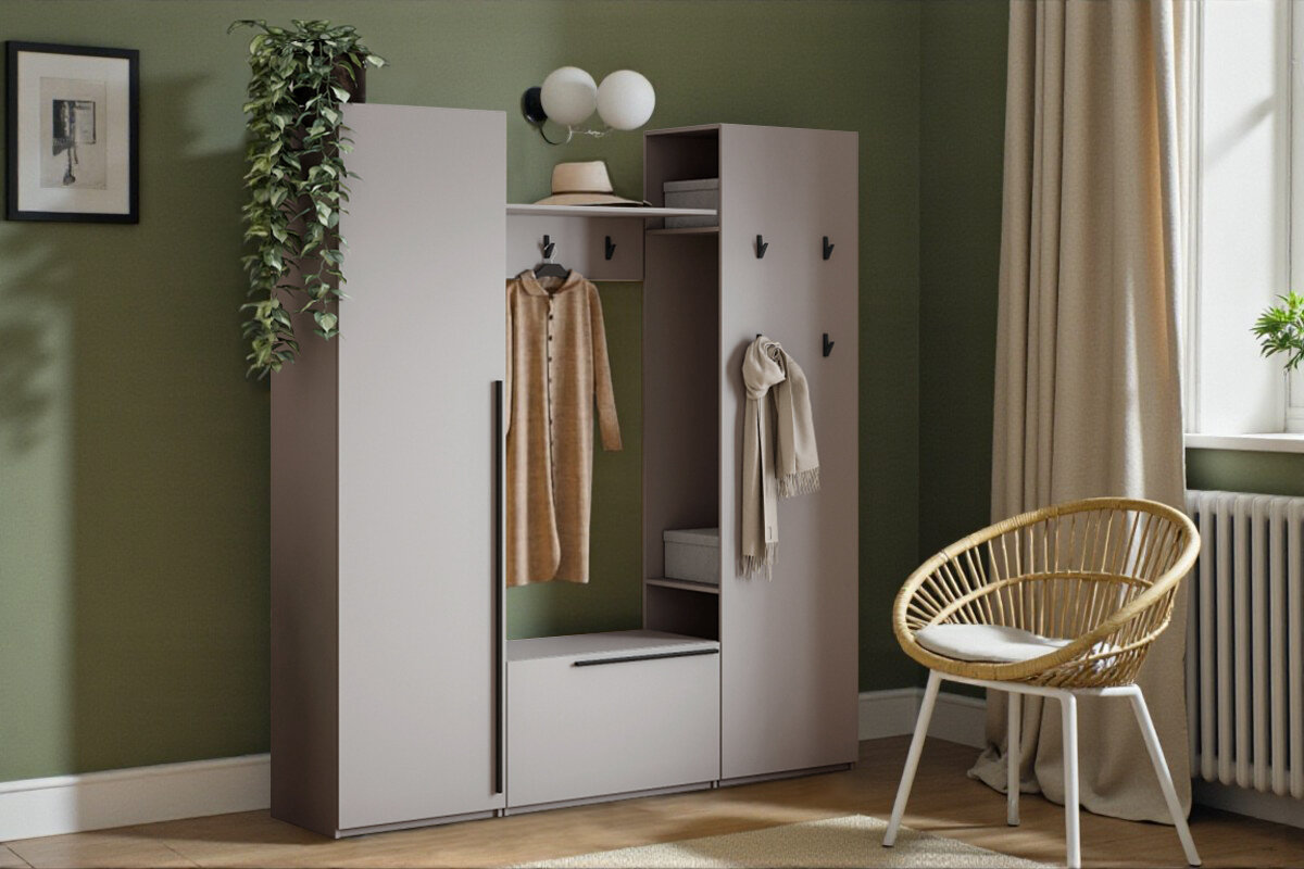 Прихожая Лорена Пакс-4 Кашемир 5981 BS NOW 185x40x220 см, бежевый Дом мебели для вас