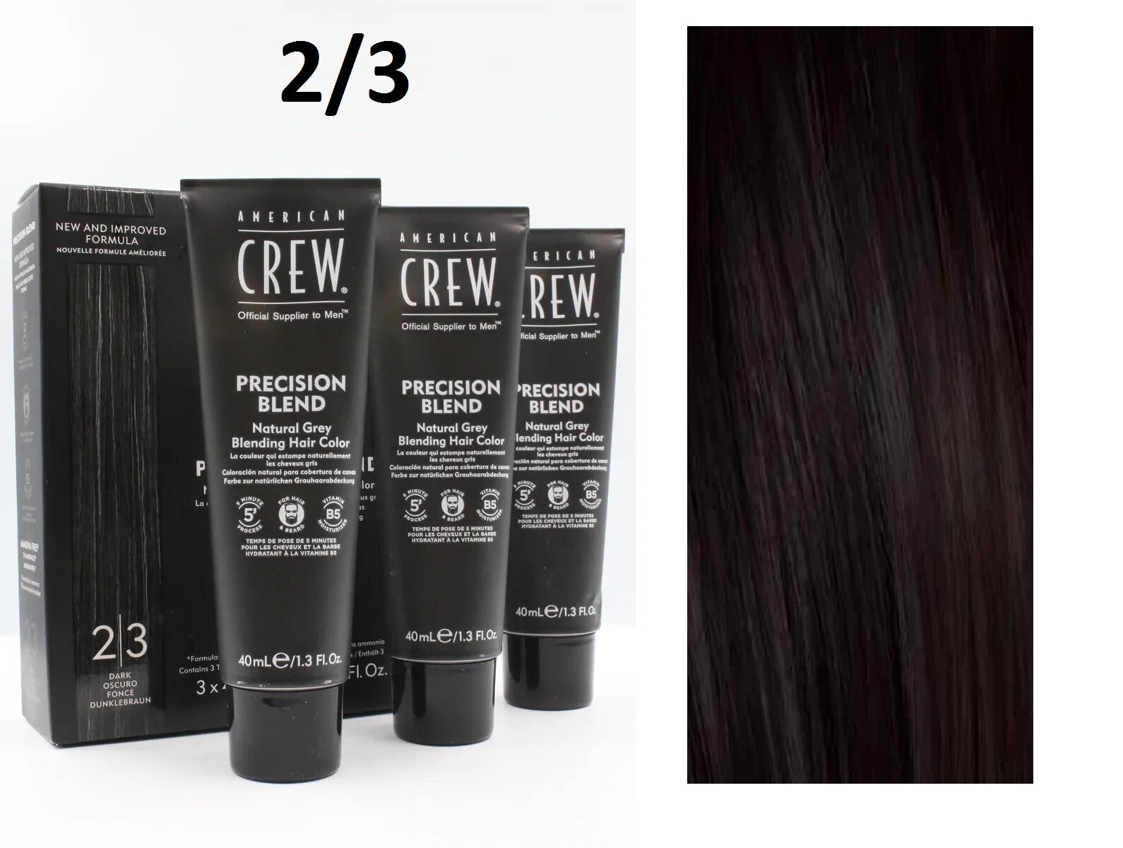 American Crew 2/3 Камуфляж для седых волос Темный натуральный - Precision Blend 3x40 мл. Краска для волос и бороды.