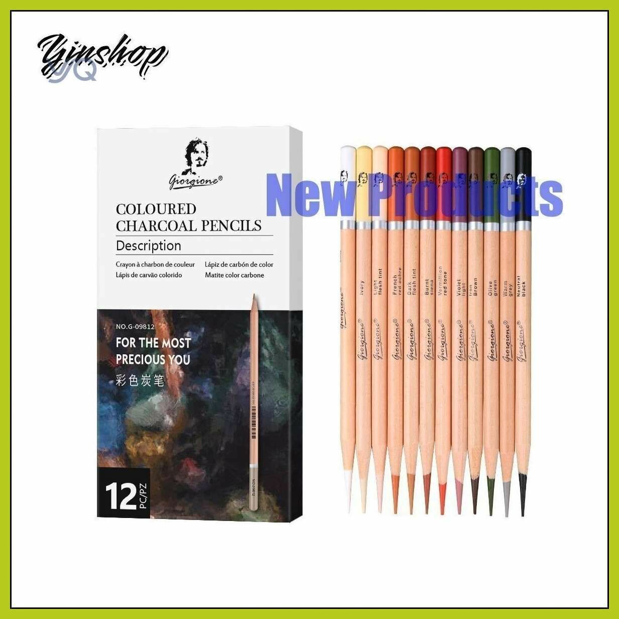 Белый угольный карандаш Цветные угольные карандаши