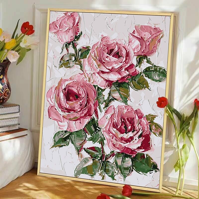 Роза Высококачественная цифровая масляная живопись DIY Раскраска Ручная роспись Цветочное искусство Акриловая масляная живопись Декоративная живопись