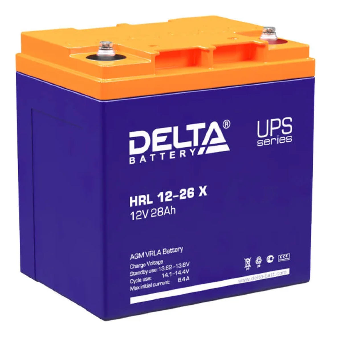 Аккумуляторная батарея Delta HRL 12-26 X (805569), AGM, 26Ач, синий
