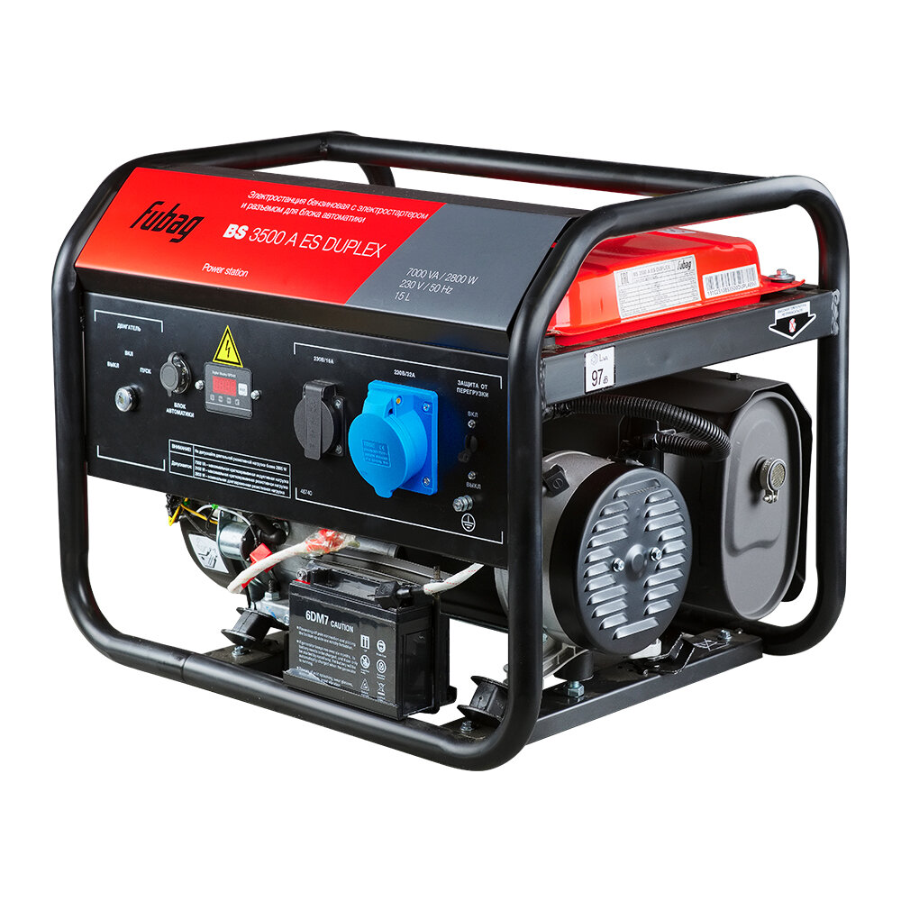 Генератор бензиновый 3 кВт, FUBAG BS 3500 A ES DUPLEX, однофазный, электростартер