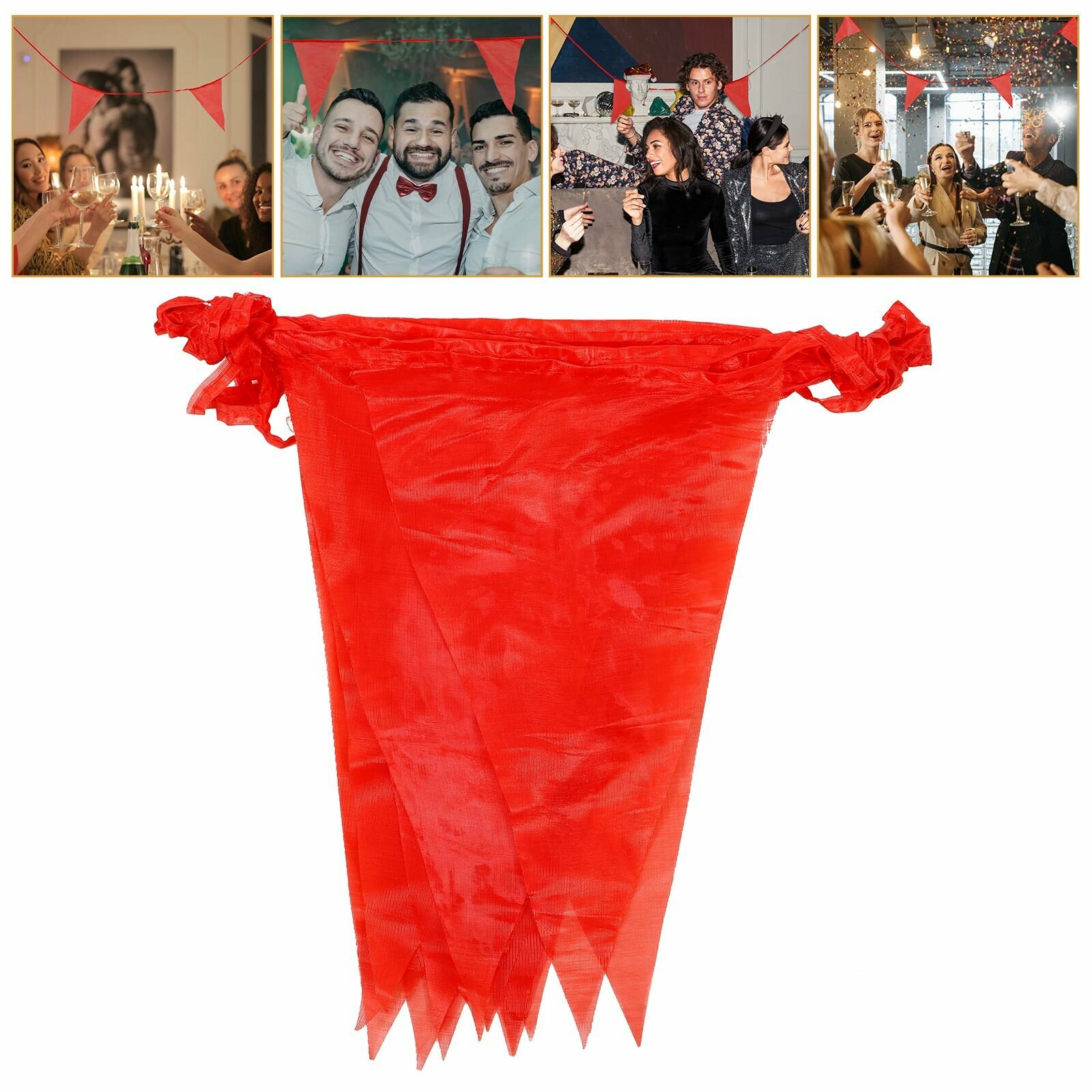 Треугольные флажки из полиэстера красного цвета, 1 наб