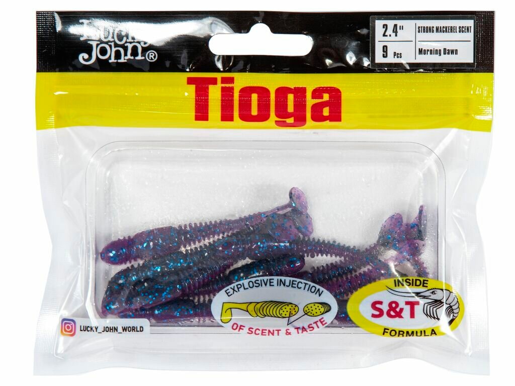 Виброхвосты "съедобные" Lucky John Pro Series TIOGA 2.4in (6,2 см), цвет T91, 9 шт. / силиконовые приманки для рыбалки