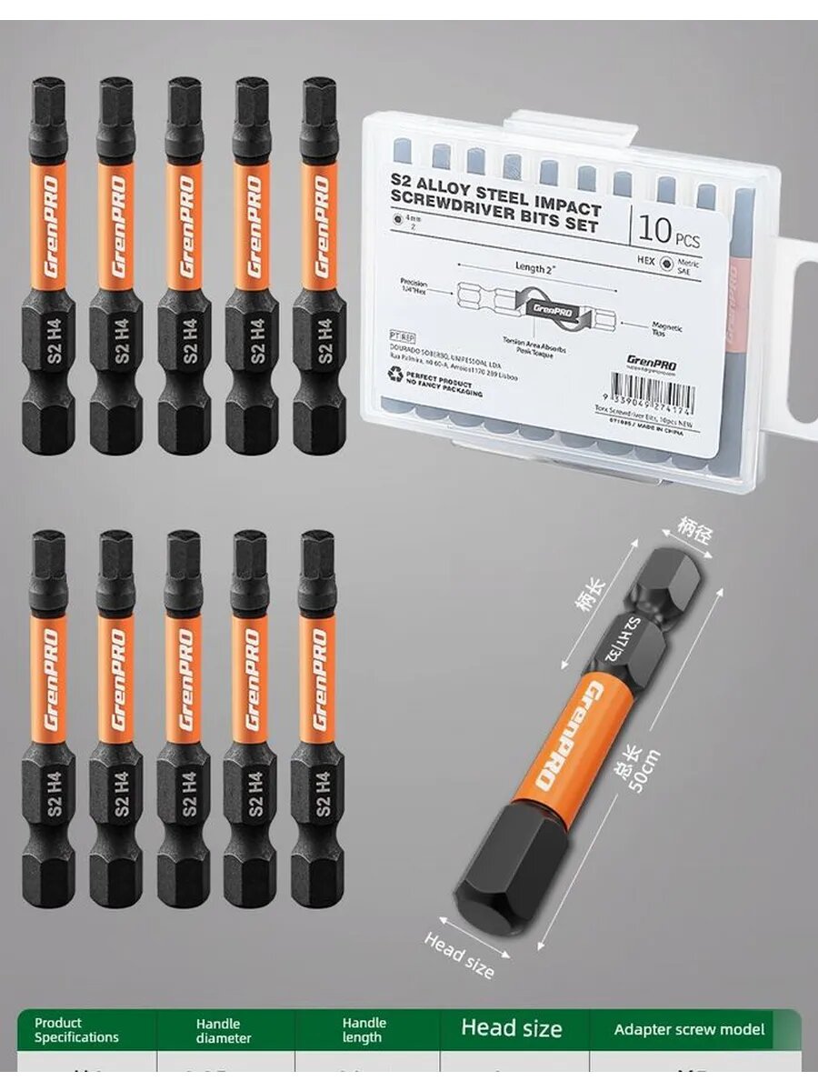 Green Forest набор бит 50мм ударный шестигранник H4-10