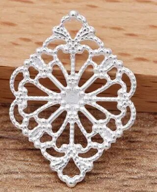 Филигранная подвеска серебристая, 15*20 мм, Color: silver plated 031