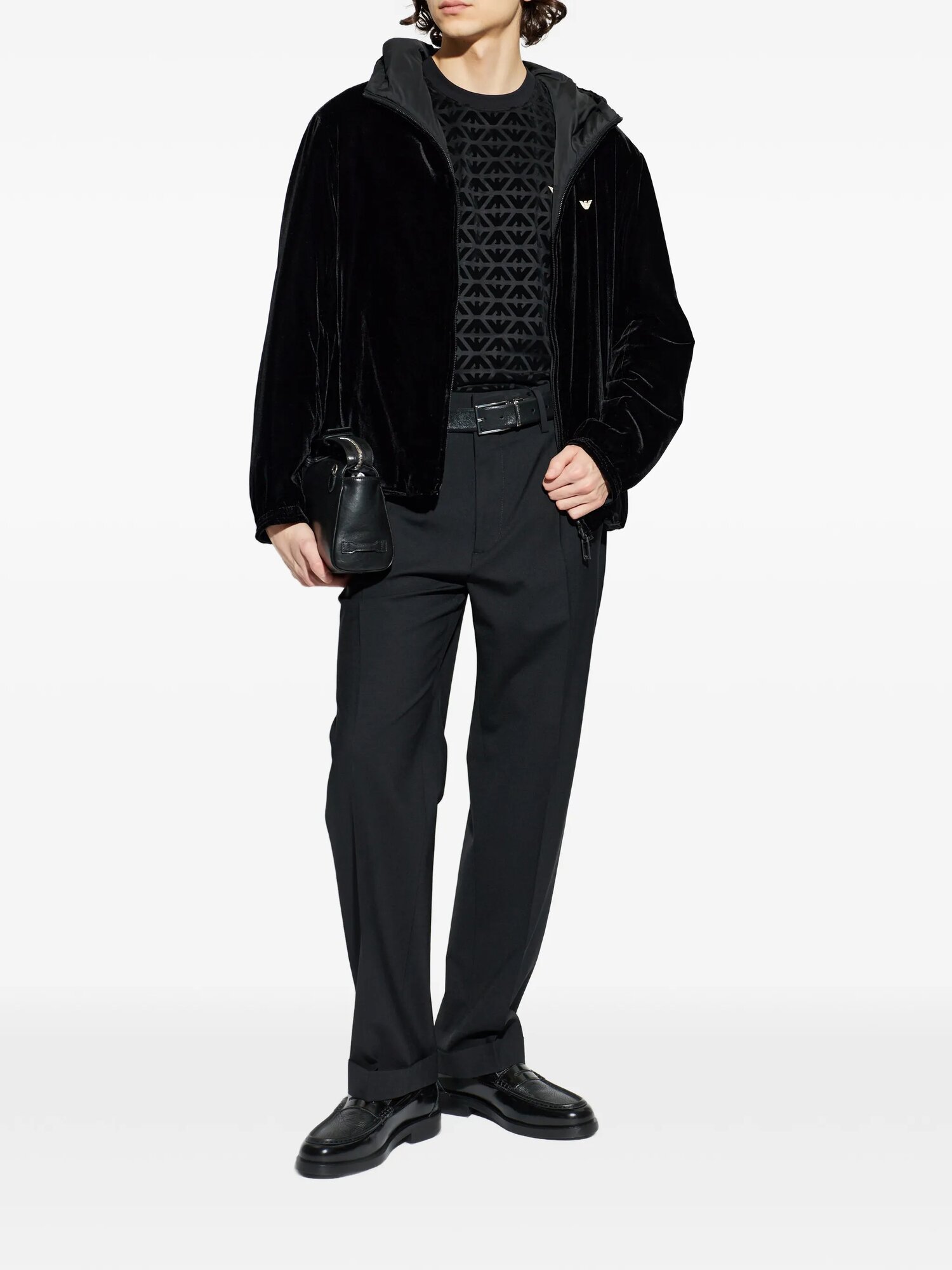 Куртка EMPORIO ARMANI Reversible hooded jacket, размер 50, black/black — фото 1