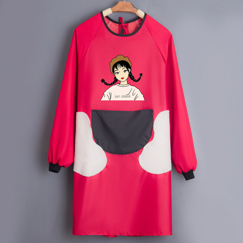 Модный длинный рукав фартук водонепроницаемый кухонный маслостойкий реверсивный унисекс милый комбинезон для взрослых с рекламным принтом