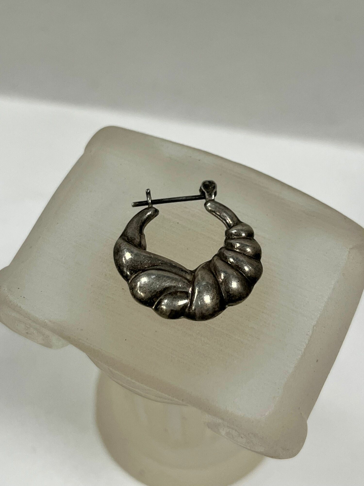 Советская мельхиоровая серьга, одиночка, серебрение, Калач, сделано в СССР