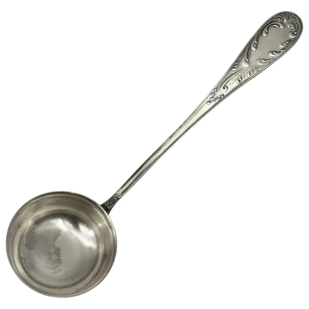 Половник "Пламя старое", 32 см, мельхиор, 1940-1960 гг, Кольчугино, СССР