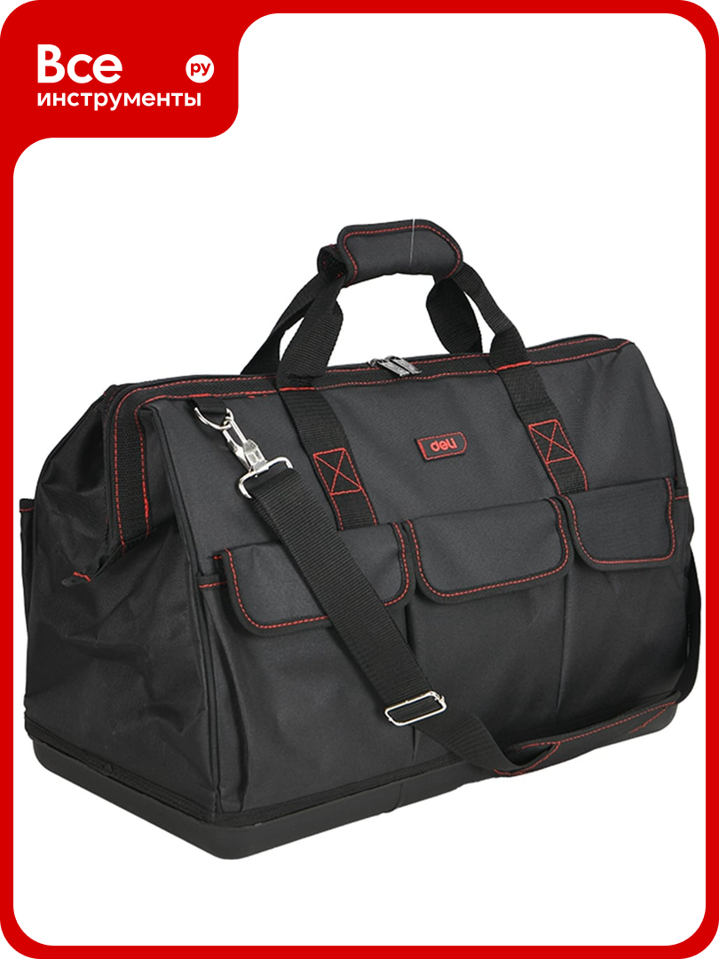 Сумка для инструментов DELI с жестким пластиковым дном Black Edition DL430906 (51х38х26 см, 17 карманов, ткань Oxford 600D) 215849