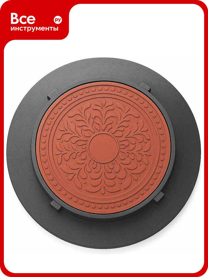 Люк садовый Millennium конусный полимерно-песчаный 1,5 т, красный — прочный, устойчивый, долговечный УТ000037098