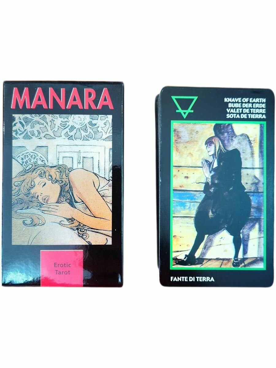 Карты Таро уэйта манара эротическое с железной коробкой / Manara erotic tarot 10*6см.