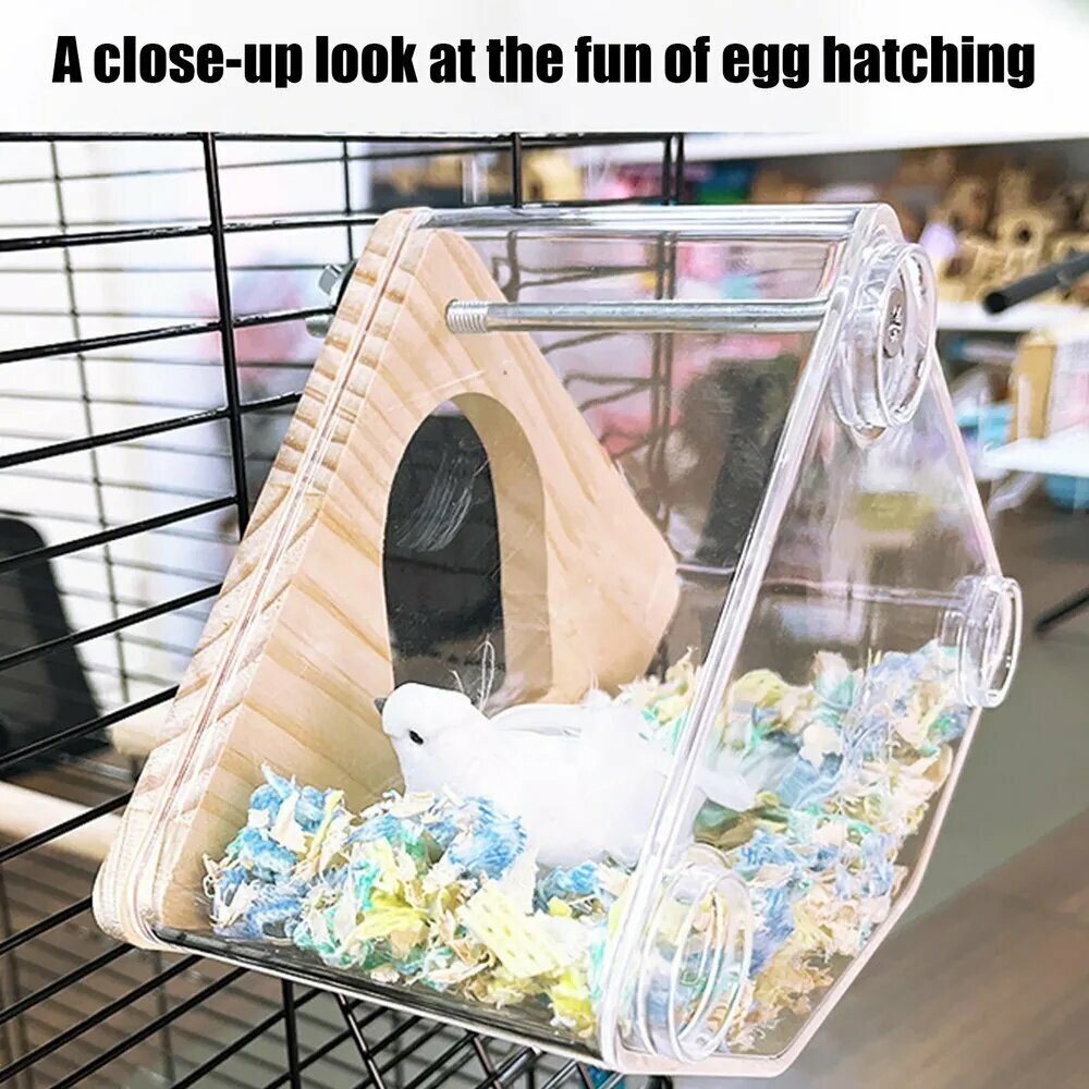 Прозрачный ящик для разведения попугаев / Горизонтальное гнездо для попугаев / Декор для птичьей клетки, 1 шт.