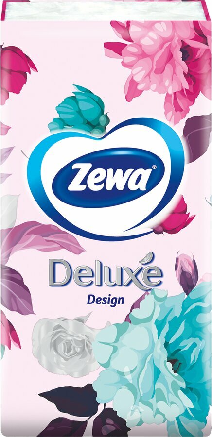 Платочки бумажные носовые ZEWA Deluxe Design 3-слоя