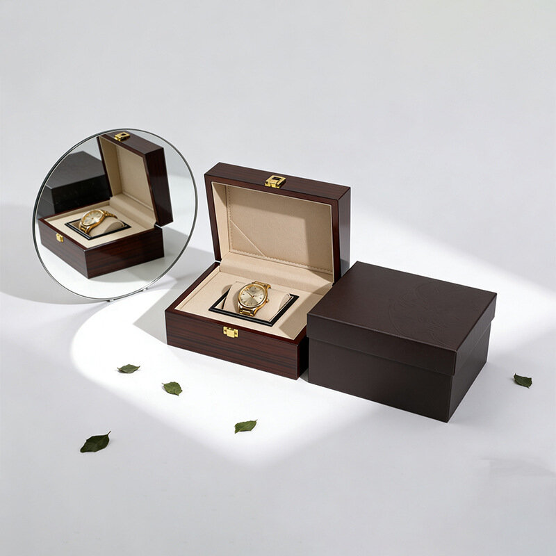 Роскошная коричневая лакированная коробка для часов, подарочная коробка, деревянная витрина для часов, упаковка для часов, деревянная коробка, брендовая упаковка, возможность кастомизации