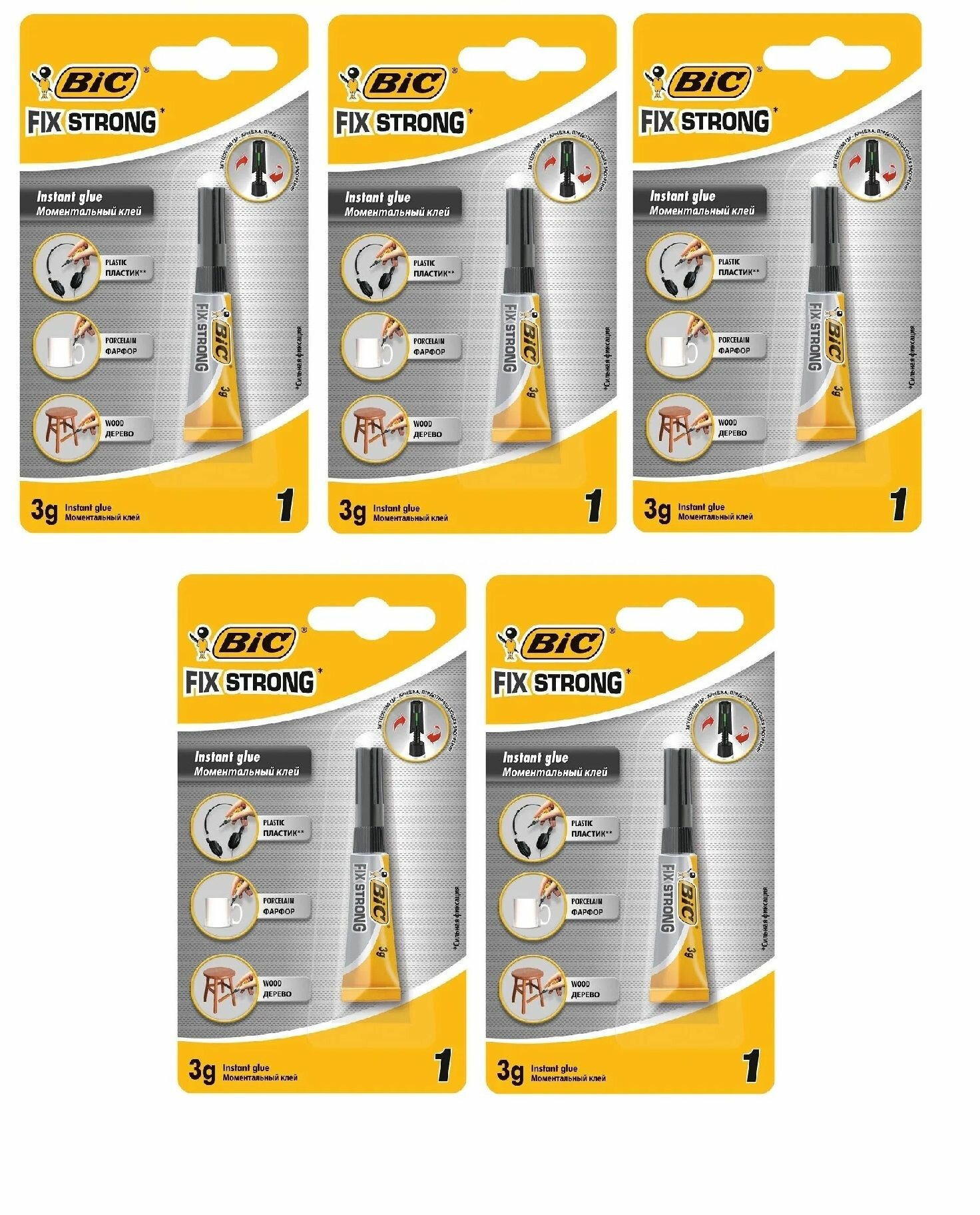 Клей моментального действия Bic Fix Strong 3 гр 5шт.