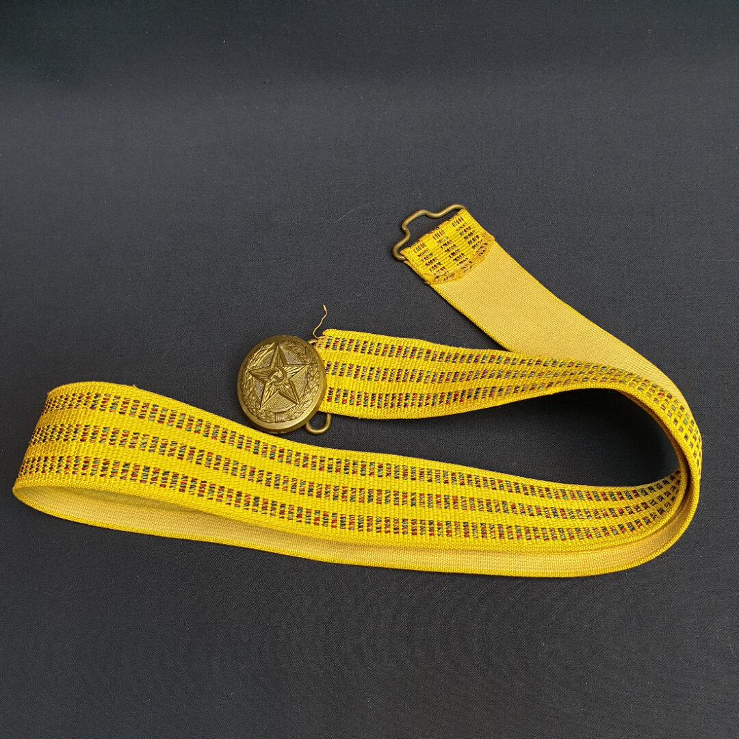 Ремень парадный СССР общевойсковой 100 см, пряжка бронза. Винтаж армейский.