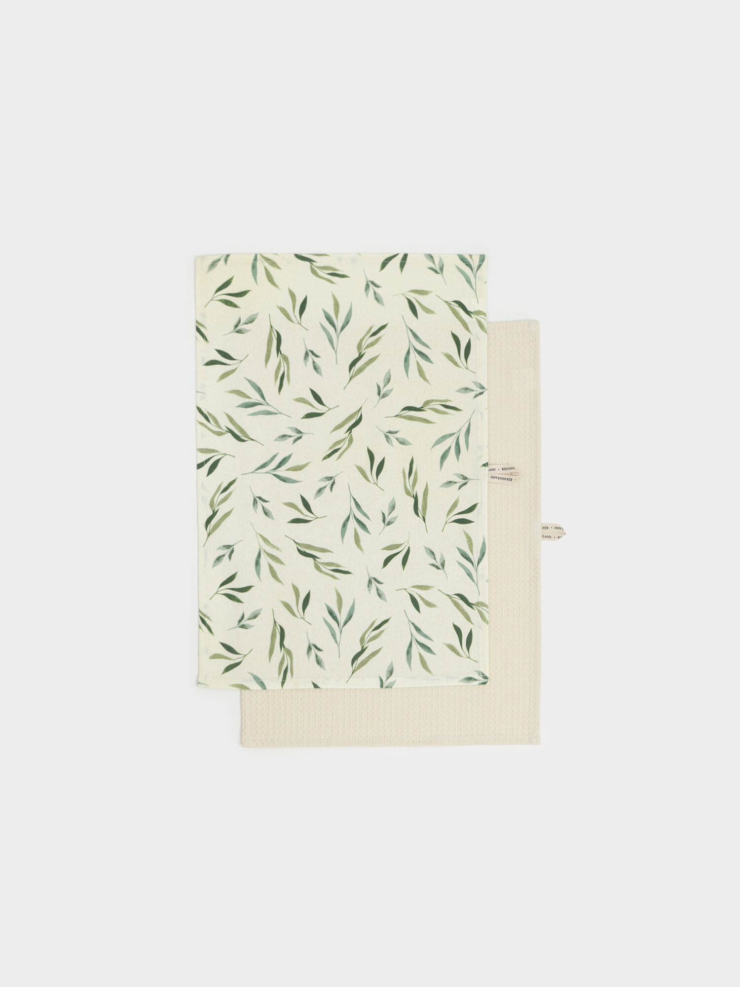 Полотенце кухонное, 40х60 см, 2 шт, хлопок, молочное, Зеленые ветви, Meadow, Kuchenland