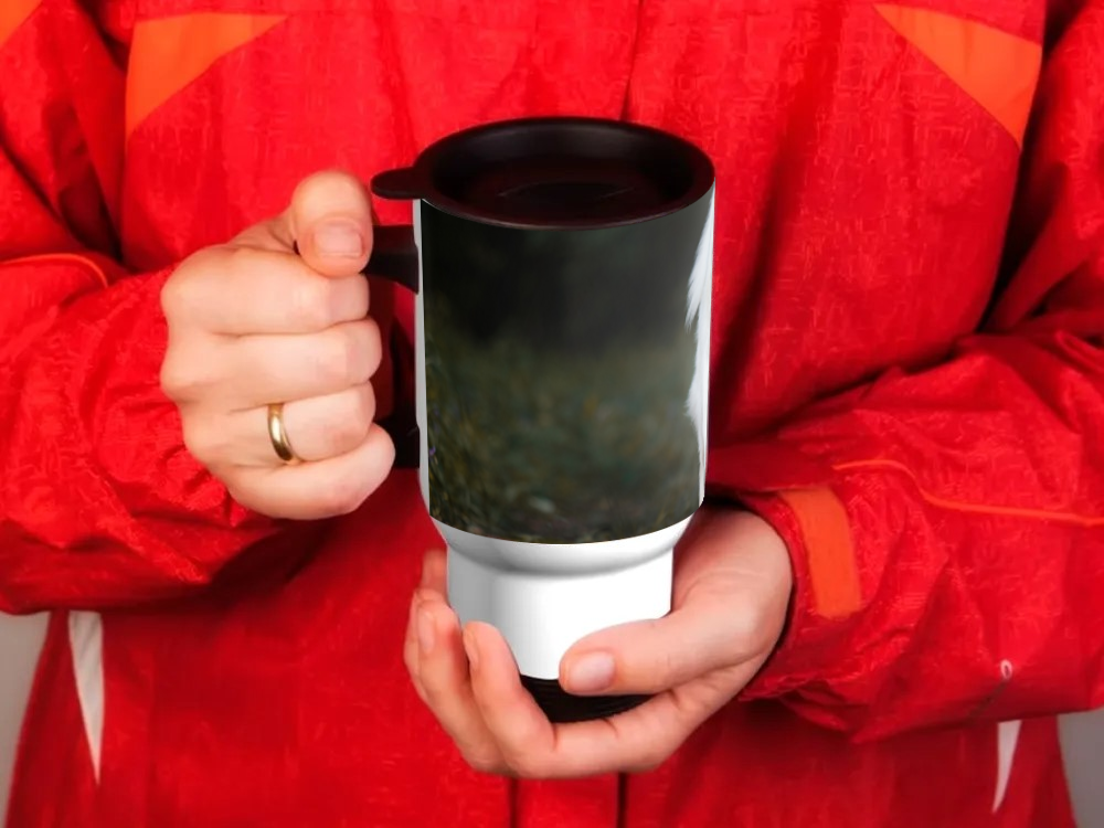 Тремокружка для авто с принтом "Собака, самоедская лайка, запустить" 0.5 л.