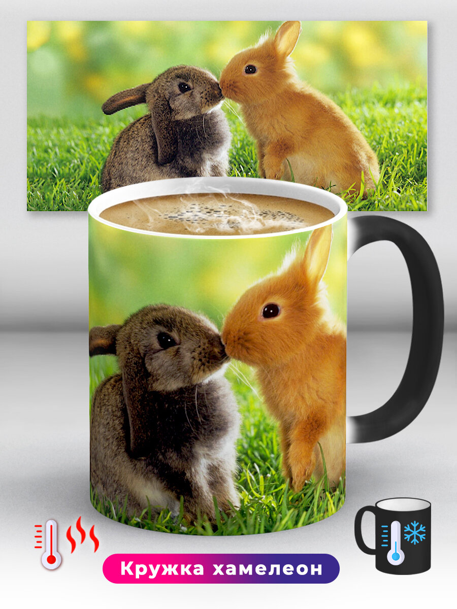 Кружка хамелеон Два милых зайчика
