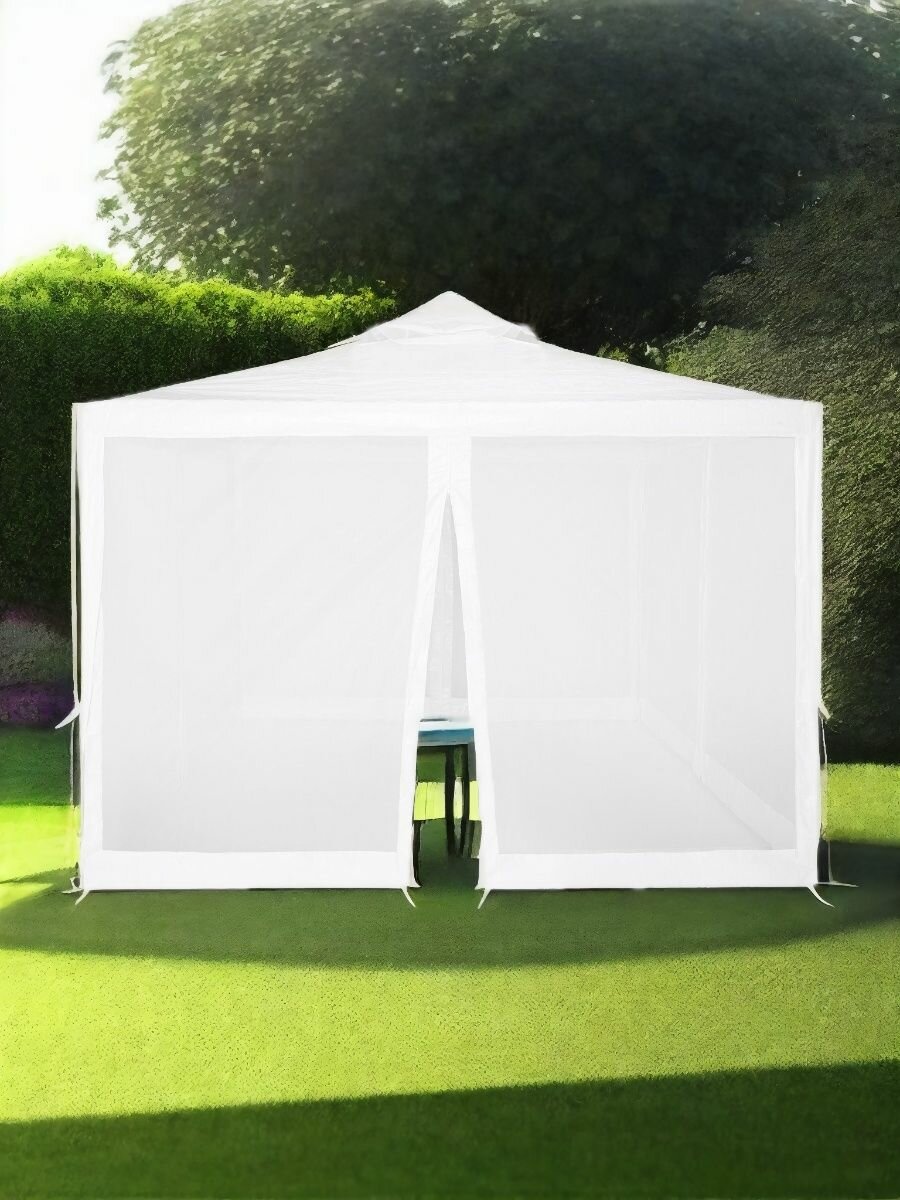 Тент с антимоскитной сеткой садовый с антимоскитными шторами, белый, 3*3 м
