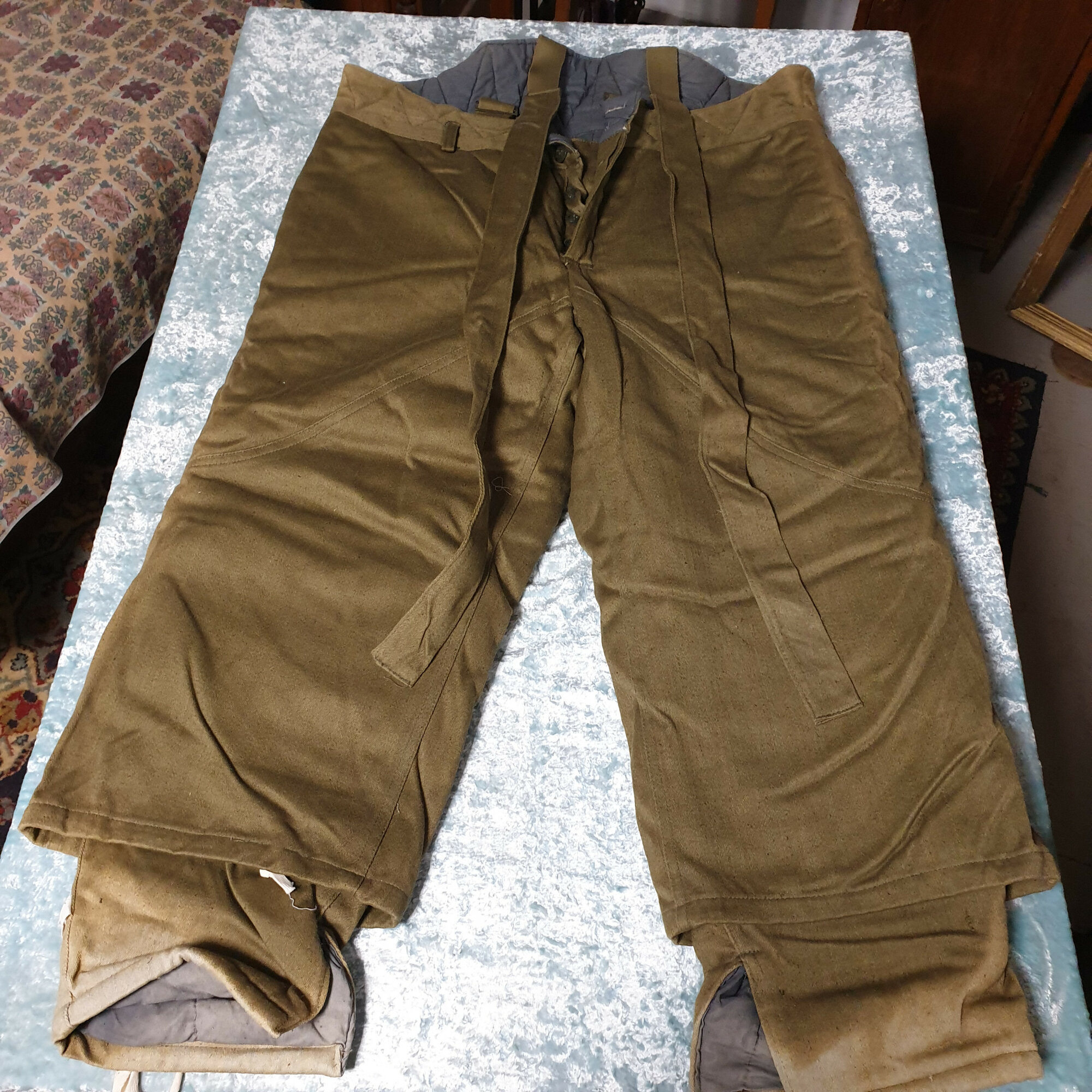 Рабочие ватные штаны, длина 103 см, полуобхват талии 58 см, СССР.