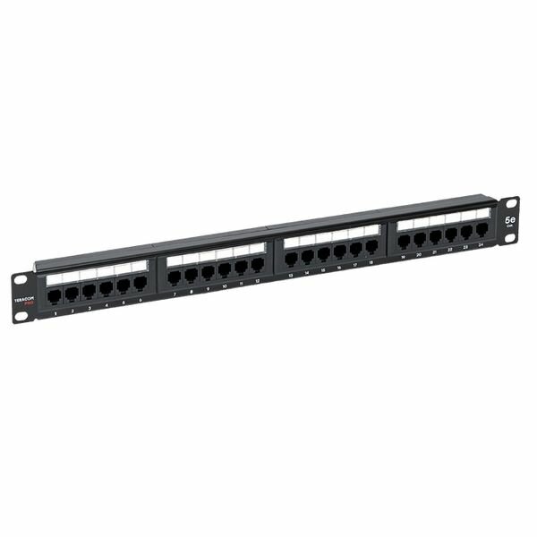 Патч-панель teracom pro 19' cat.5e 1u неэкранированная utp 24 порта rj-45 dual idc с органайзером