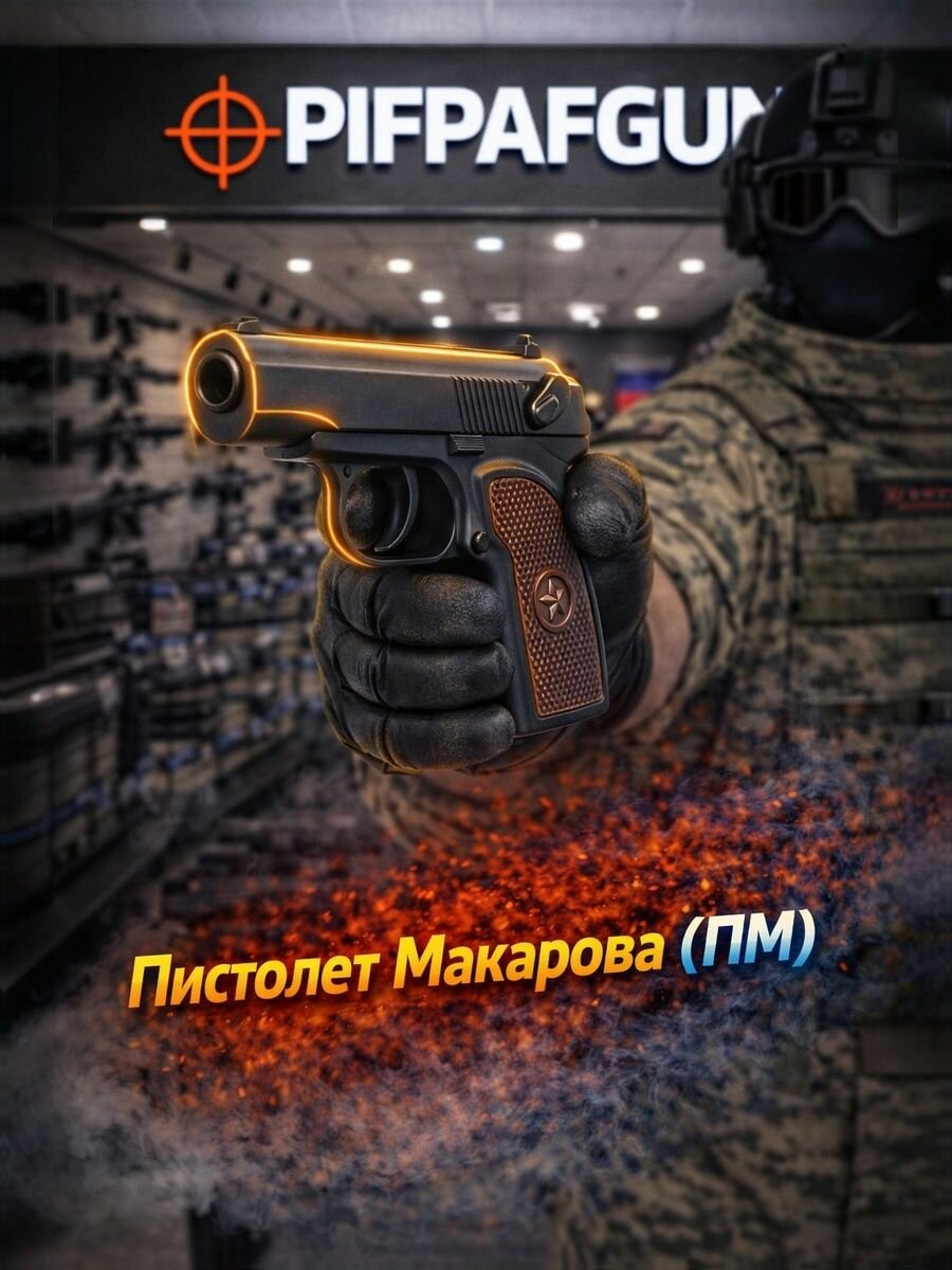 Игрушечный пружинный пистолет Макарова (ПМ) мини, металл, пластиковые шарики 6 мм, магазин 12, 8+