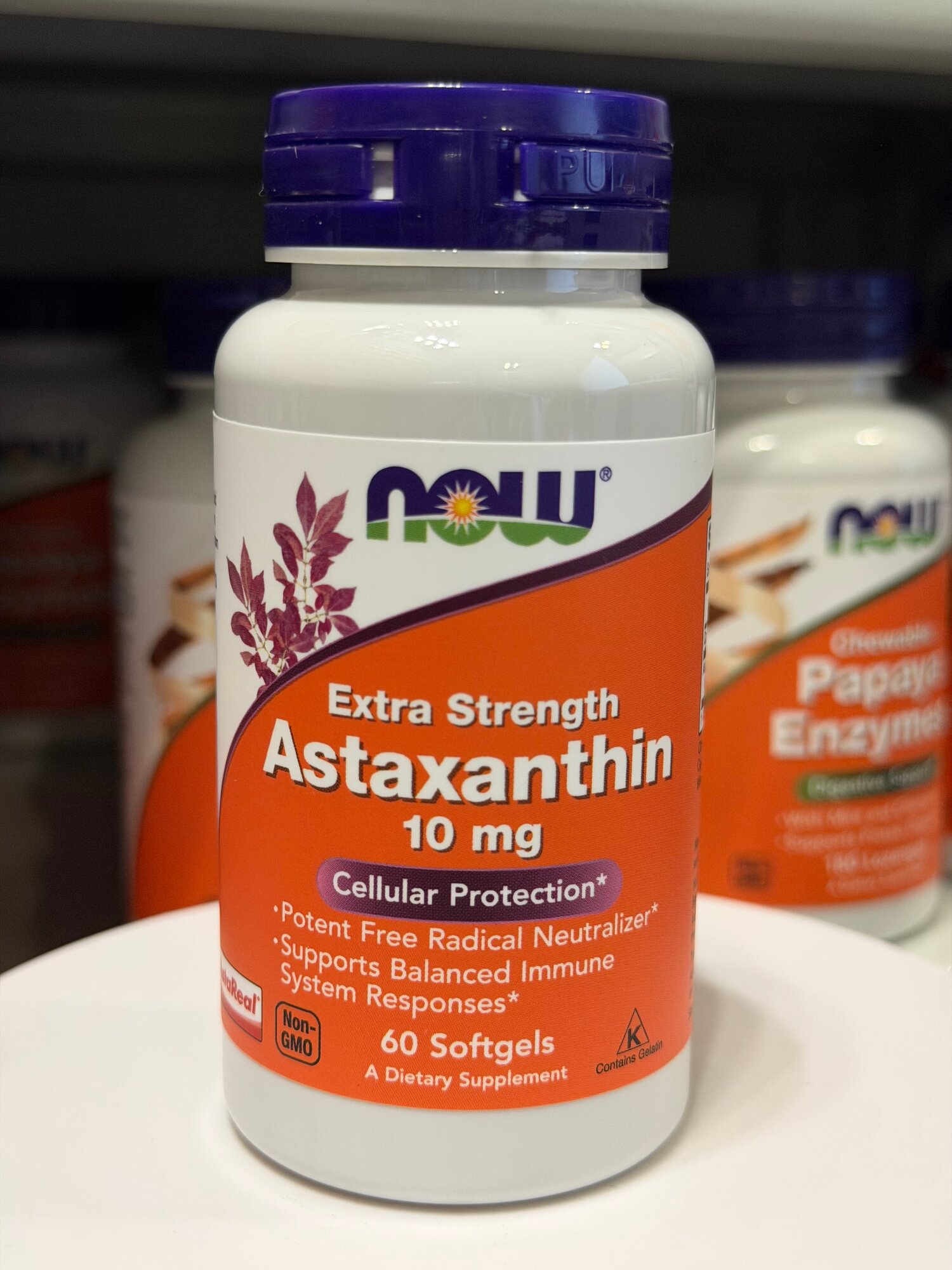 NOW Astaxanthin 10 mg сильный антиоксидант для кожи, зрения и иммунитета, 60 гелевых капсул