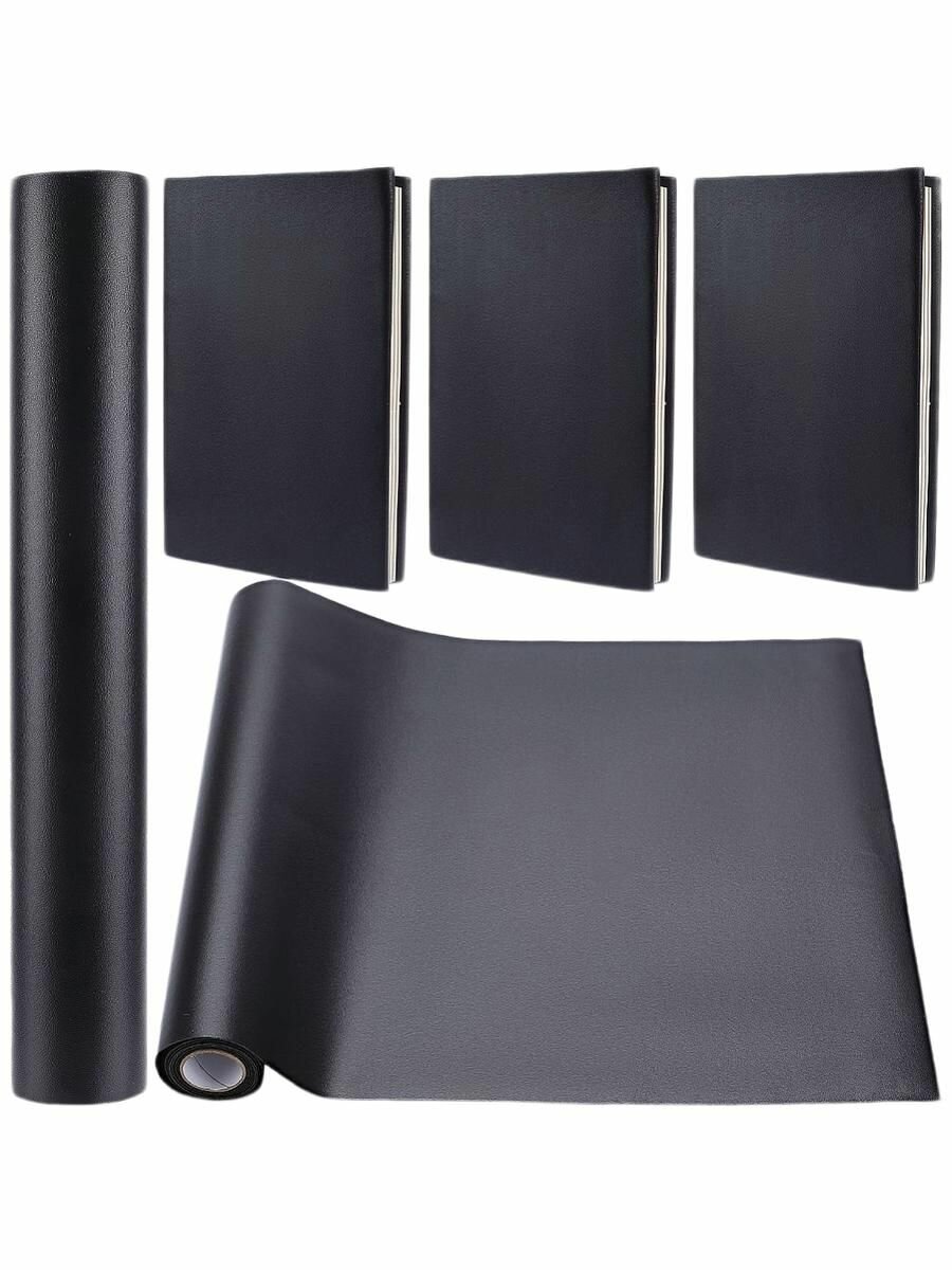 1 рулон 55 x 11,8 дюймов, искусственная кожа, черная ткань для переплета книг формата A4-A8, гладкая кожаная поверхность, полиуретановое покрытие, нетканая основа для обложки книги