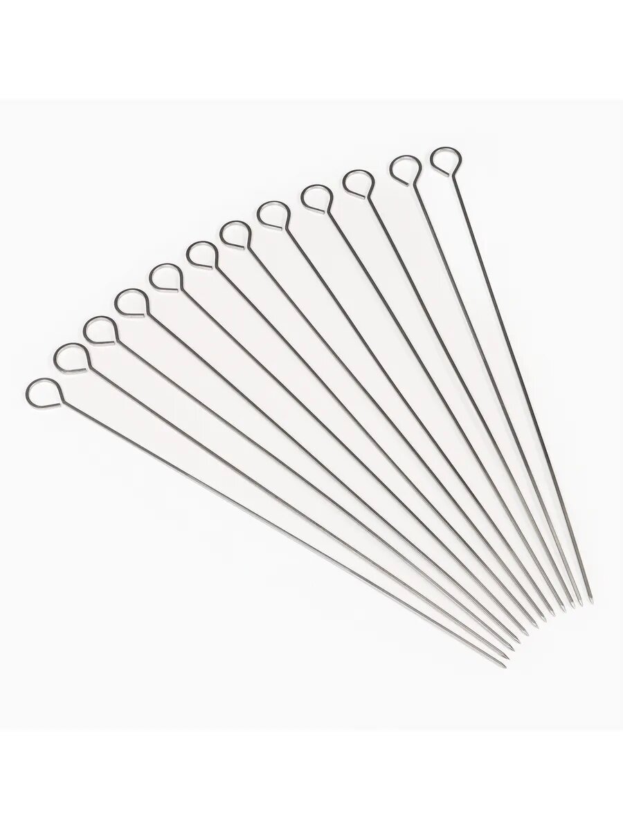 Набор шпажек-шампуров для шашлыка, 12 шт, 35 см, рукоять - кольцо 2 см, металлические